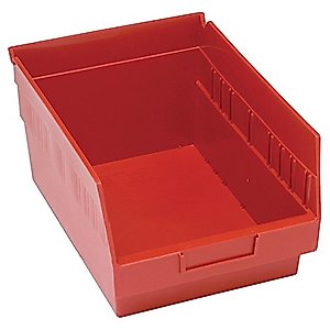 QUANTUM STORAGE SYSTEMS K-QSB207RD-8 8-Pack Plastic Shelf Bin Storage Containers, 11-5/8" x 8-3/8" x 6", Red