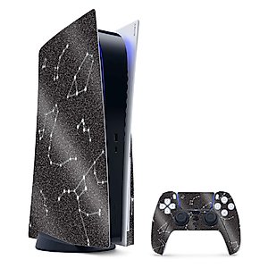 MightySkins Glossy Glitter Gaming Skin for PS5 / Playstation 5 Bundle - Constellations | Durable High-Gloss Glitter Finish | Easy to Apply and Change Style | Made in The USA