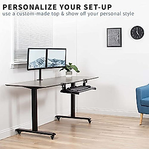 VIVO Height Adjustable Clamp and 12 inch Rail Set for DIY Custom Wooden Keyboard Trays (Tray Not Included), Under Desk Pull Out Slider Track with C-clamp Mount System, Black, MOUNT-RAIL02H