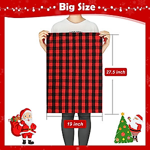 HRX Package 2pcs Cotton Santa Bags, 27.5x19inch Large Fabric Drawstring Christmas Gift Bags, Holiday Gift Wrap with Gift Tag for Presents