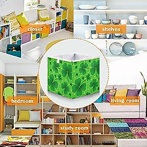 St Patrick Sharmrock Storage Basket Storage Bin Rectangular Collapsible Storage Containers Large Toy Box Organizer for Closet Shelf Car