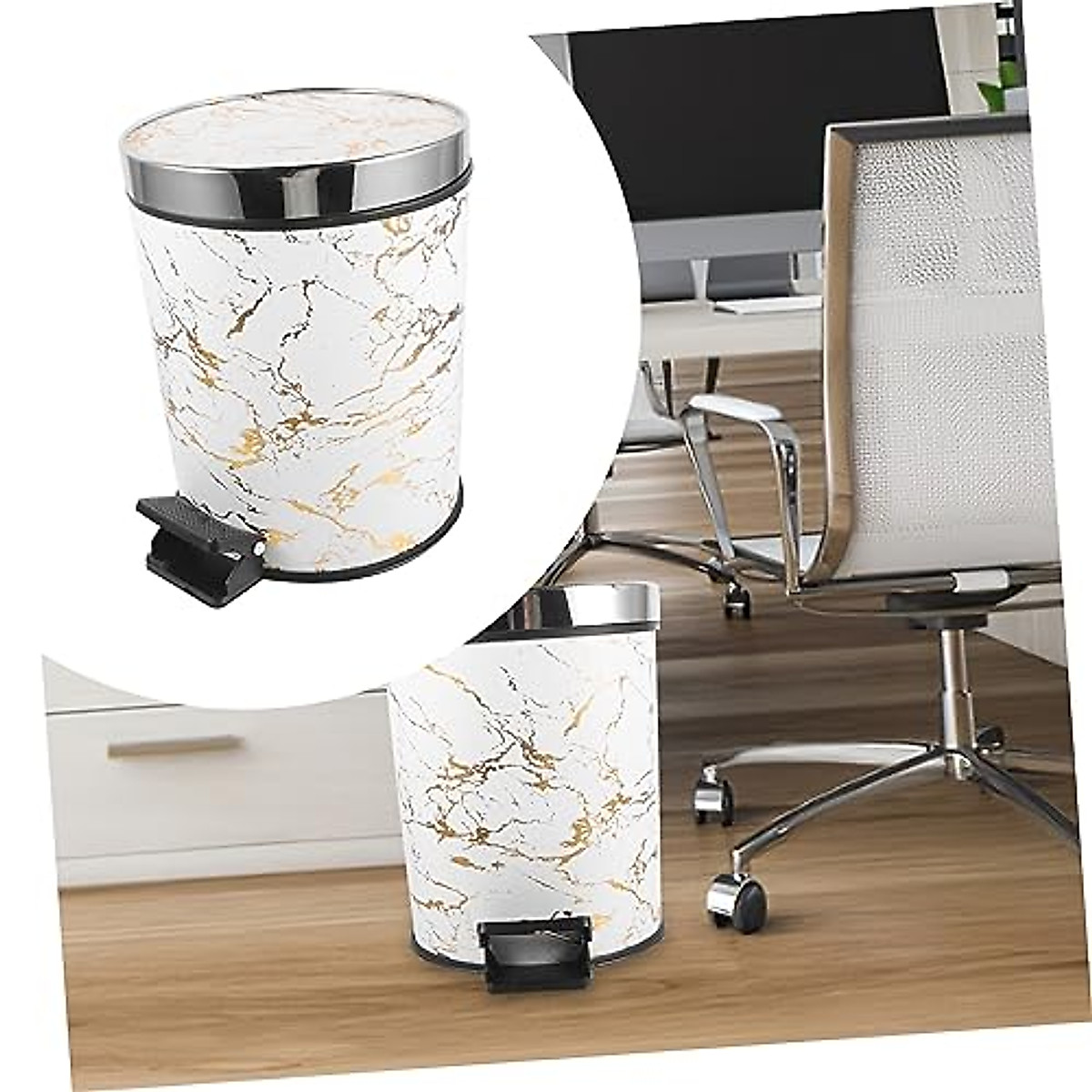 KITANDOVE Household Garbage Container Metal Waste Paper Basket Plastic Kitchen Waste Container Metal Trash Can