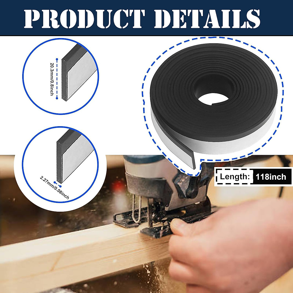 194419-4 118‘’ Splinter Guard Strip Replacement for Makita Track Saw Guard Rail SP6000 4350CT 4350FCT 4351CT 4351FCT(Black)