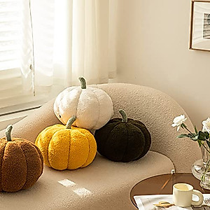 MONKISS Halloween Pumpkin Pillow Decorations, Soft Pumpkin Shaped Throw Pillow Short Fleece Skin-Friendly,Pumpkin Decorating Pillow Plush for Thanksgiving Gifts (White, 14 inch)…