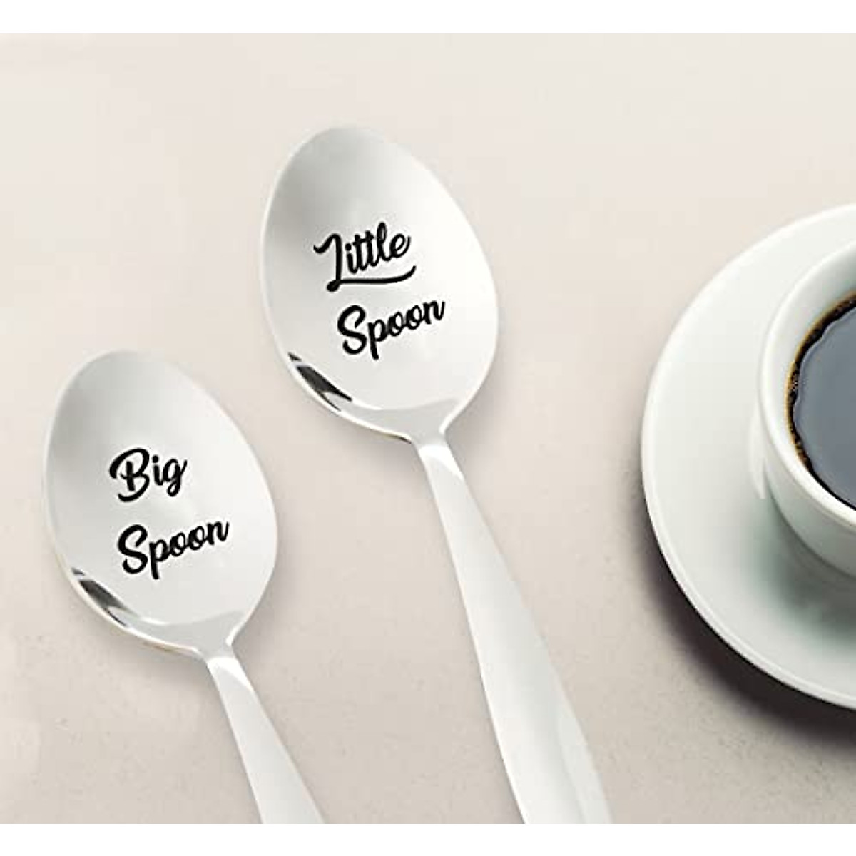 Spoon Gift for Couple - Christmas Gift for Twins | Valentine Gift | Gift from Parents to Sibling | Birthday/Holiday Gift for Men Women Him Her | Big Spoon Little Spoon - 7 Inch
