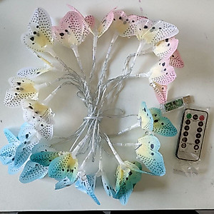 Berocia 20 LED Butterfly String Lights with Remote USB Plug in Outdoor Waterproof Twinkle Fairy Lights 8 Modes for Camping Indoor Bedroom Home Garden Party Decor Xmas Tree Porch Patio Night Light