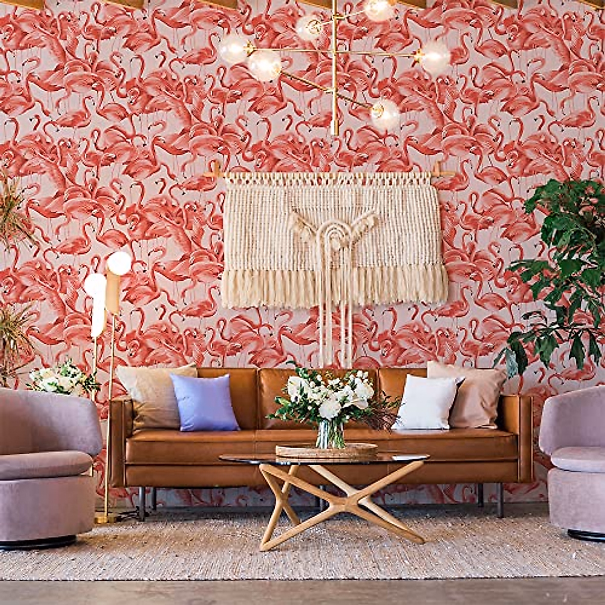 Tempaper Cheeky Pink Flamingo Removable Peel and Stick Wallpaper, 20.5 in X 16.5 ft, Made in the USA