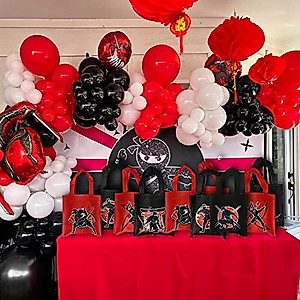 BANBALLON 20 Packs Ninja Party Favor Bags Birthday Non-Woven Gift Bags Reusable Ninja Goodie Gift Treat Candy Bags for Baby Shower Ninja Birthday Party Decorations (Ninja)