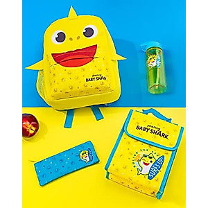 Baby Shark Backpack Set Toddlers Nursery Bag 4 Piece Lunch Box Water Bottle Pencil Case