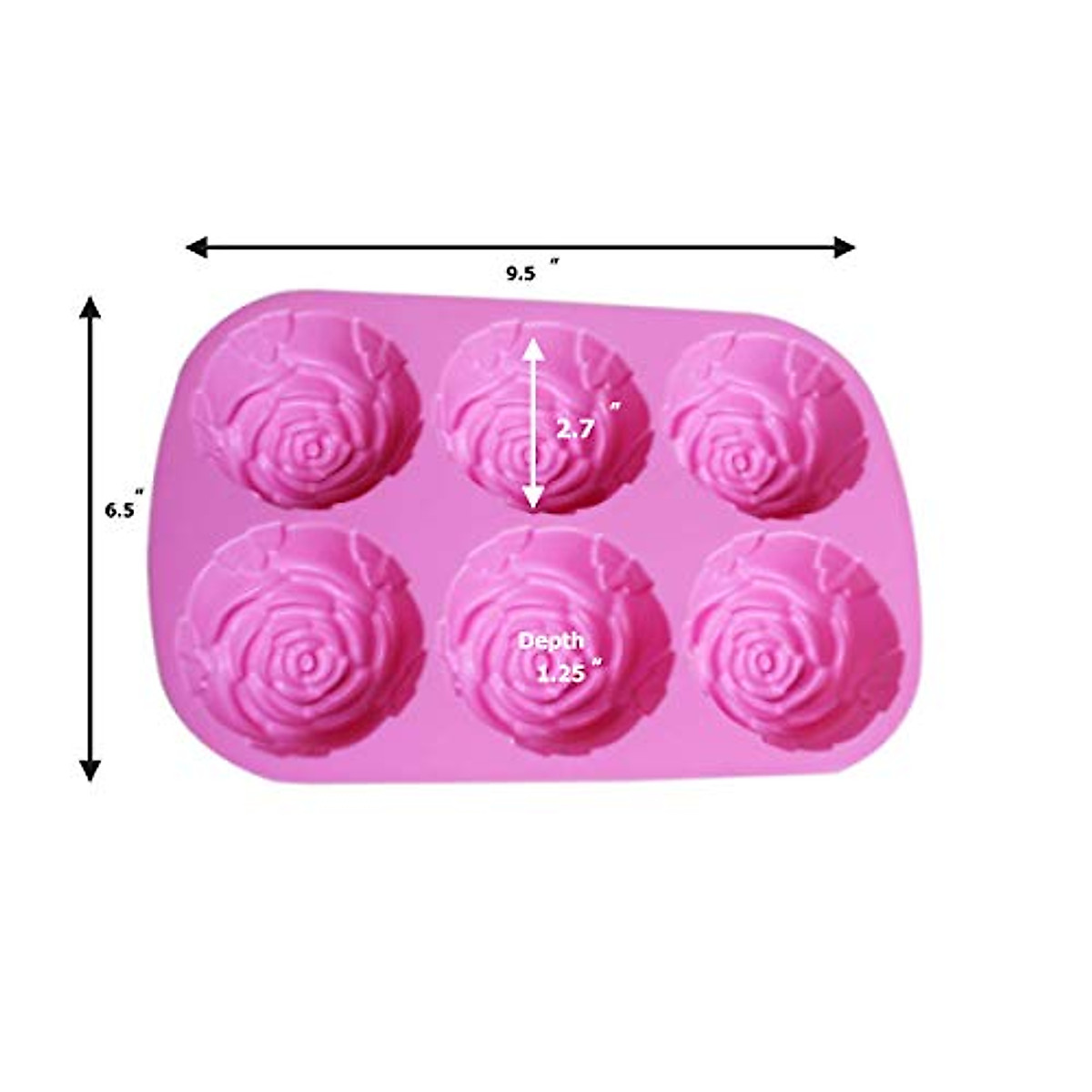 PopBlossom Set of 2 Large Rose Flower Ice Cube Chocolate Soap Tray Mold Silicone Party maker