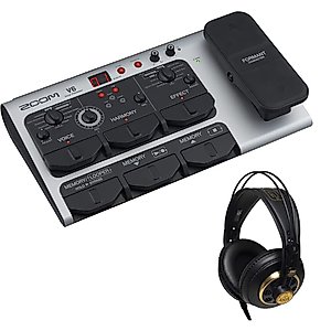 Zoom V6-SP Multi-Effects Vocal Processor Pedal Bundle with AKG K240 Studio Pro Stereo Headphones