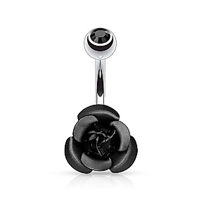 Dynamique Colored Metal Rose 316L Surgical Steel Belly Button Ring (Sold Per Piece)