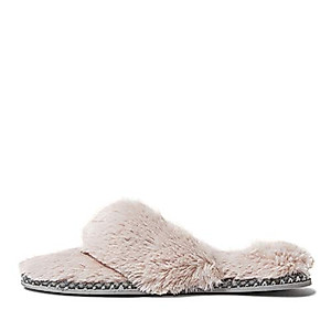Dearfoams womens Marie Furry Thong Slipper, Dusty Pink, Large US