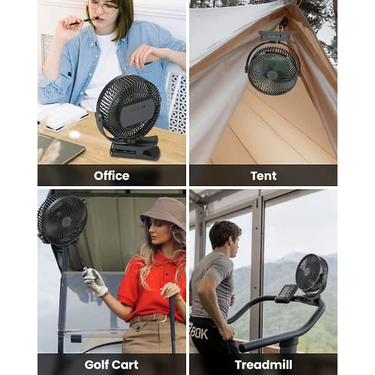 10000 mAh Battery Operated Clip on Fan with 4 Speeds,8 Inch, Max 38 Hrs, Rechargeable Stroller Golf Cart Fans,Quiet, Include Hook for Camping,Strong Wind, Personal Desk Fan, USB Powered,Black