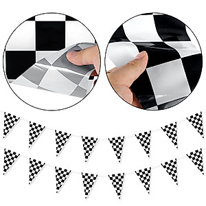 Tatuo Checkered Flag 114.8 ft Checkered Flag Banner Cars Party Decorations Checkered Flag Party Supplies Checkered Flag Pennant Banner 48 Pieces Party Birthday Decor
