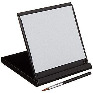 Mini Buddha Board Art Set: Water Drawing Writing Board w/ Mini Water Brush for Mindfulness & Meditation – Zen Based Drawing Board - Painting & Art Supplies – Ideal Relaxation Gifts (5” x 5”, Black)