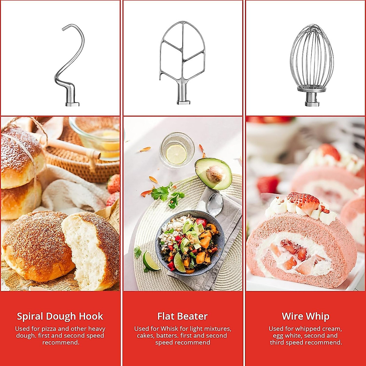 Commercial Food Mixer, 15Qt Commercial Dough Mixer, 600W Stainless Steel Bowl Heavy Duty Food Mixer with 3 Speeds Adjustable, Dough Hook Whisk Beater Included, Perfect for Bakery Pizzeria