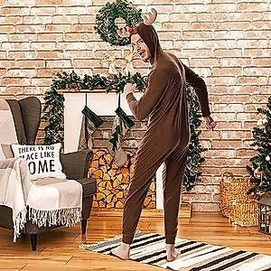 SLEEPHERO Fathers Day Adult Onesie for Men Adult Christmas Onesies Novelty Holiday Onesie Christmas Pajamas Fun Reindeer XXX-Large
