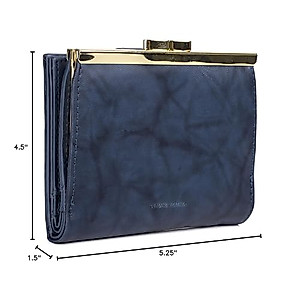 Buxton Heiress Leather Double Cardex Wallet 15 Credit Card Slots (Navy RFID Protected)