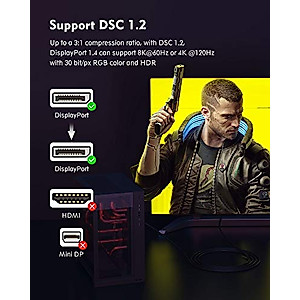 Silkland [VESA Certified 8K DisplayPort Cable 1.4 240Hz, DP Cable [8K@60Hz, 4K@144Hz, 2K@240Hz 165Hz], Braided High Speed Display Port Cord, Compatible for Laptop FreeSync G-Sync Gaming Monitor 6.6FT