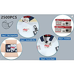 2000 PCS Bulk Black Face Masks (40 Packs, 50pcs/Pack), Non Woven Thick 3-Layers Breathable Facial Masks with Adjustable Earloop, Mouth and Nose Cover