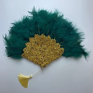 Msbfea Large Size Design African Orange Feather Fan Ladies Wedding Feather Fan for Bride Double Side Feather Nigerian Flower - 35cmx45cm Color 873