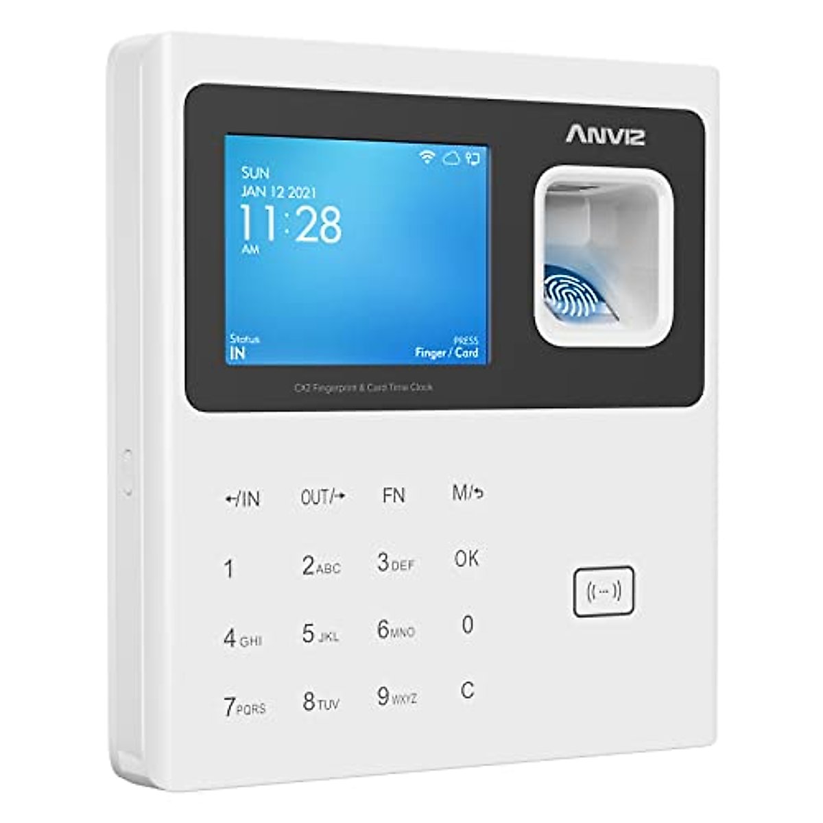 ANVIZ Time Clocks for Employees Small Business - CX2 Fingerprint Biometric Clock in and Out Machine - Finger Scan + RFID + Pin Punching in one, with Professional Cloud Software (0 Monthly Fee), White