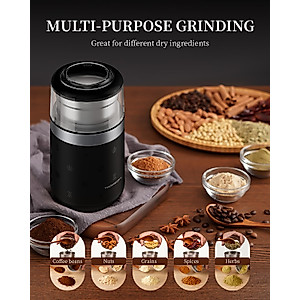 TWOMEOW Coffee Grinder, One Touch Spice Grinder Electric, Espresso Grinder, Coffee Bean Grinder with Removable Stainless Steel Bowl, Grain Mills for Spices, Herbs, Nuts, Black
