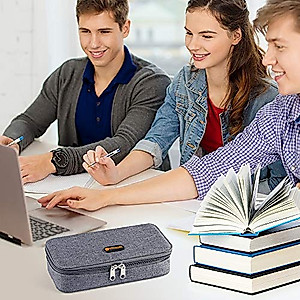 TTVALLEY Office Pencil Case School Pen Case Oxford Stationery Box for Desk Supplies Organization Grey