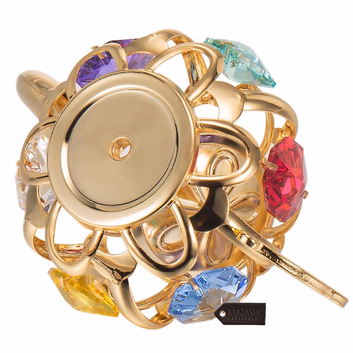 Matashi 24K Gold Plated Highly Polished Teapot Ornament with Crystals Tabletop Showpiece - Great Gift for Valentine's Day Birthday Anniversary, Home Decor