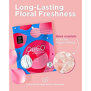 Piico Rose Floss Picks with Xylitol, 100 Counts, Unbreakable and Shred-Resistant Flossers for Adults, Resealable Pack, Long-Lasting Unique Flavored Dental Floss Picks, Doubles as Portable Dental Picks
