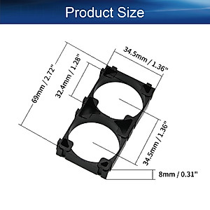 Heyiarbeit 40pcs 2 x Cell 32650 Battery Holder Bracket Cell Safety Shockproof Plastic Brackets for 32650 Lithium Batteries 32.4mm Hole Dia