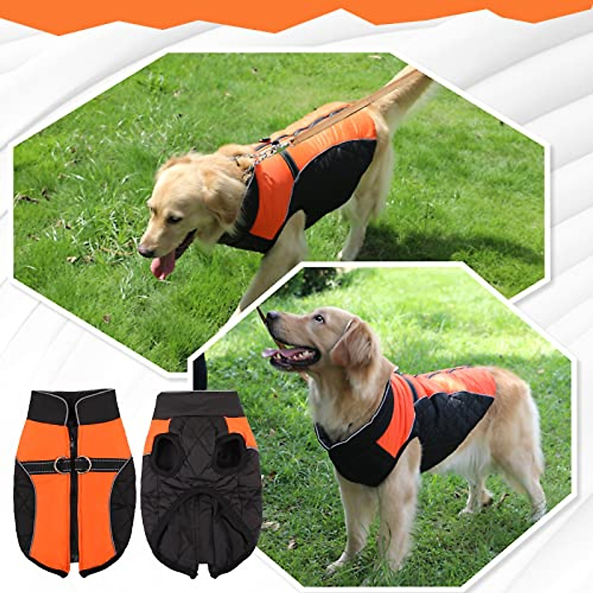 Dog Winter Vest, Windproof Doggy Warm Jacket Padded Puppy Jacket Harness Pet Apparel Cold Weather Coat for Small Medium Large Dogs(XL)