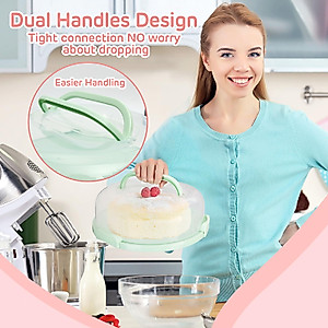 Ohuhu Cheesecake Container, Cake Pie Carrier BPA-Free up to 10'' Cake - Cupcake Containers with Lid and 2 Handles 4-in-1 Multipurpose Cake Keeper Holder Platter for Pie Devil Eggs Mothers Day Gifts