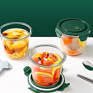 S.ROKE TTAN 3-Cup/750ml/23oz Glass Food Storage Containers, Round Glass Food Containers & Kitchen Prep Bowls with Airtight Lids, Freezer, Microwave and Dishwasher Safe - Pack of 4