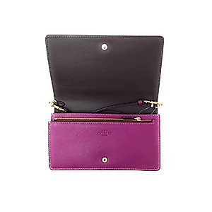 COACH Women's Anna Foldover Crossbody Clutch (Signature Canvas - Brown - Dark Magenta)
