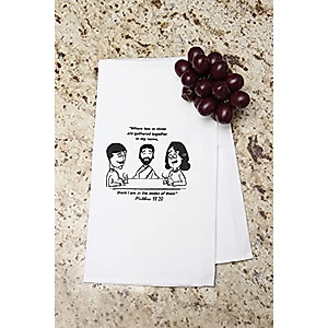 Tea Towels Cotton 100% Christian Gifts for Women Dish Drying Decorative Kitchen Towels, Farmhouse Hand Towel White Flour Dishes Bread Cloth. and Black 012021