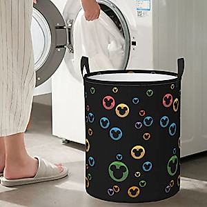 Cute Large Laundry Basket fit Cartoon Character R8 Durable Waterproof Portable with Handle for Bedroom Laundry Room collapsible laundry baskets Round Dirty Storage Clothes Basket Circular hampers - M