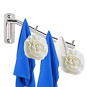 Fdit 15" Folding Wall Mounted Clothes Hanger Rack Stainless Steel Swing Arm Wall Mount Clothes Rack 180°Swivel Bar Wall Clothes Hanger