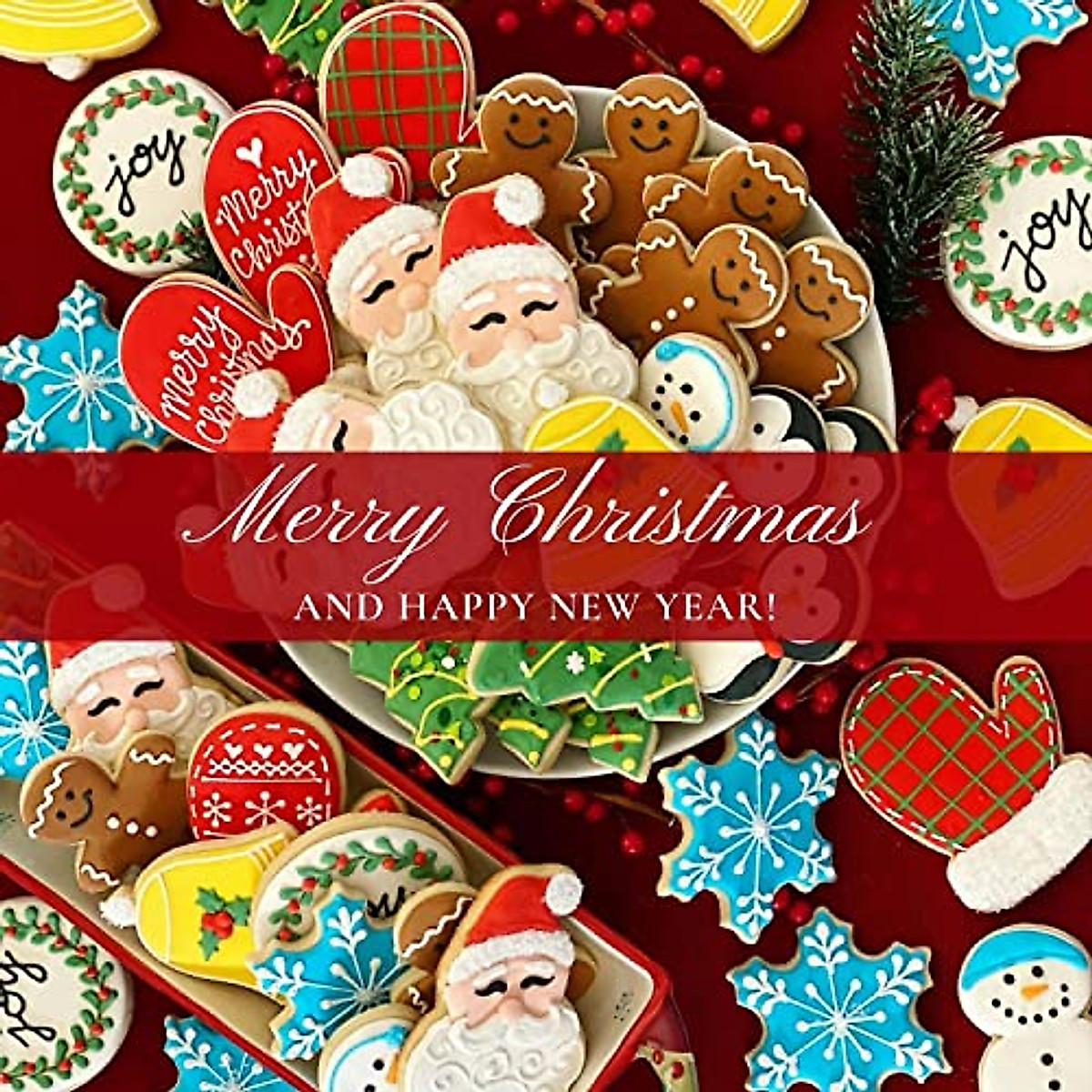 Crethinkaty Christmas Cookie Cutter Set 12 Pieces Stainless steel Gingerbread Man,Snowflake,Snowman,Christmas Tree,Reindeer and More Shape Xmas Cookie Cutters for Baking