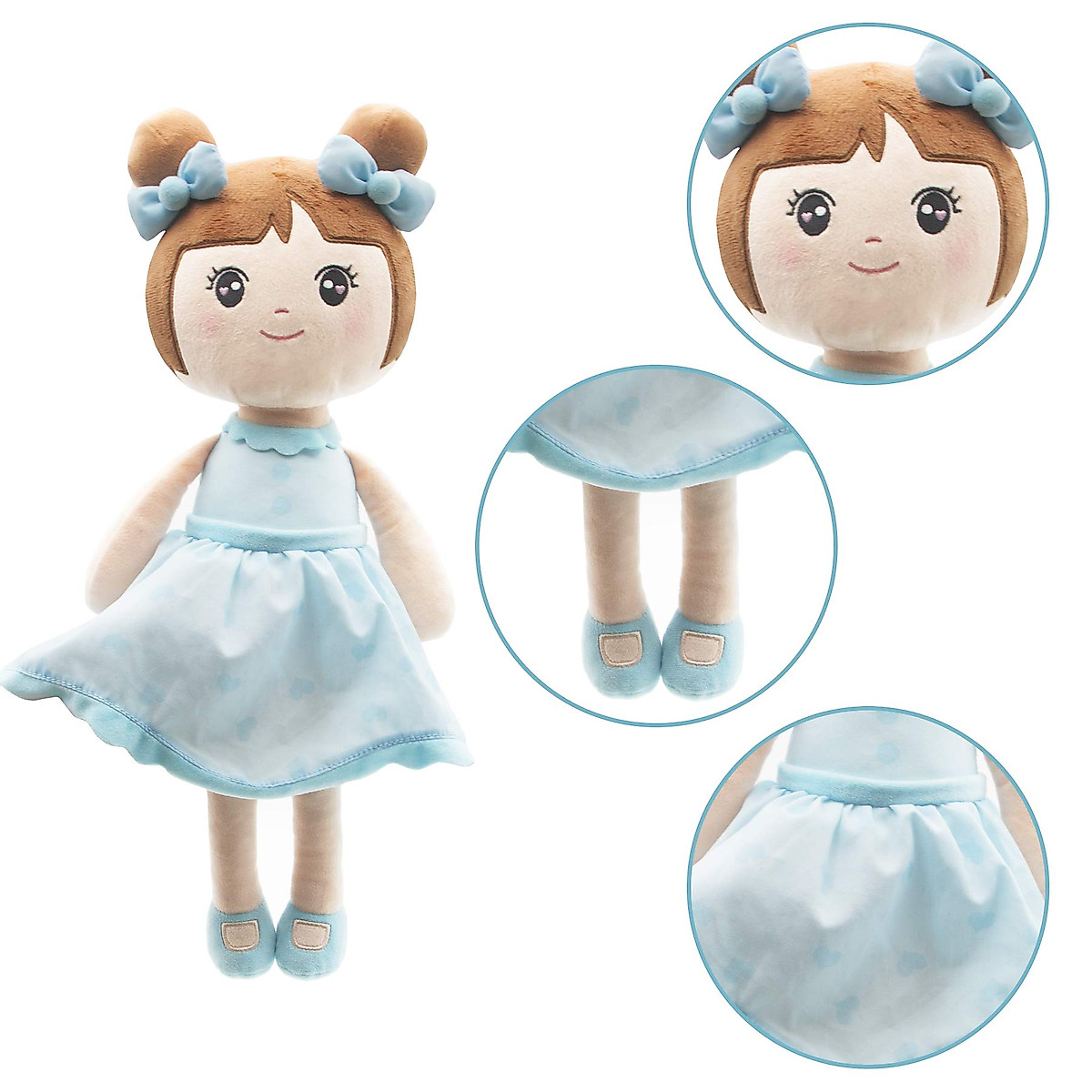 Maxshop 17'' Plush Dolls Baby Girl Toy Gifts Stuffed Doll Super Soft Plush Toy Light Blue with Gift Box (Light-Blue Doll)