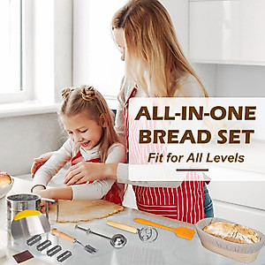 Banneton Bread Proofing Baskets, 9 Inch Round & 10 Inch Oval Sourdough Baking Basket, Complete Set for Bread Making—Bread Lame, Danish Whisk, Dough Scrapers, Flour & Sugar Sifter, Basting Brush