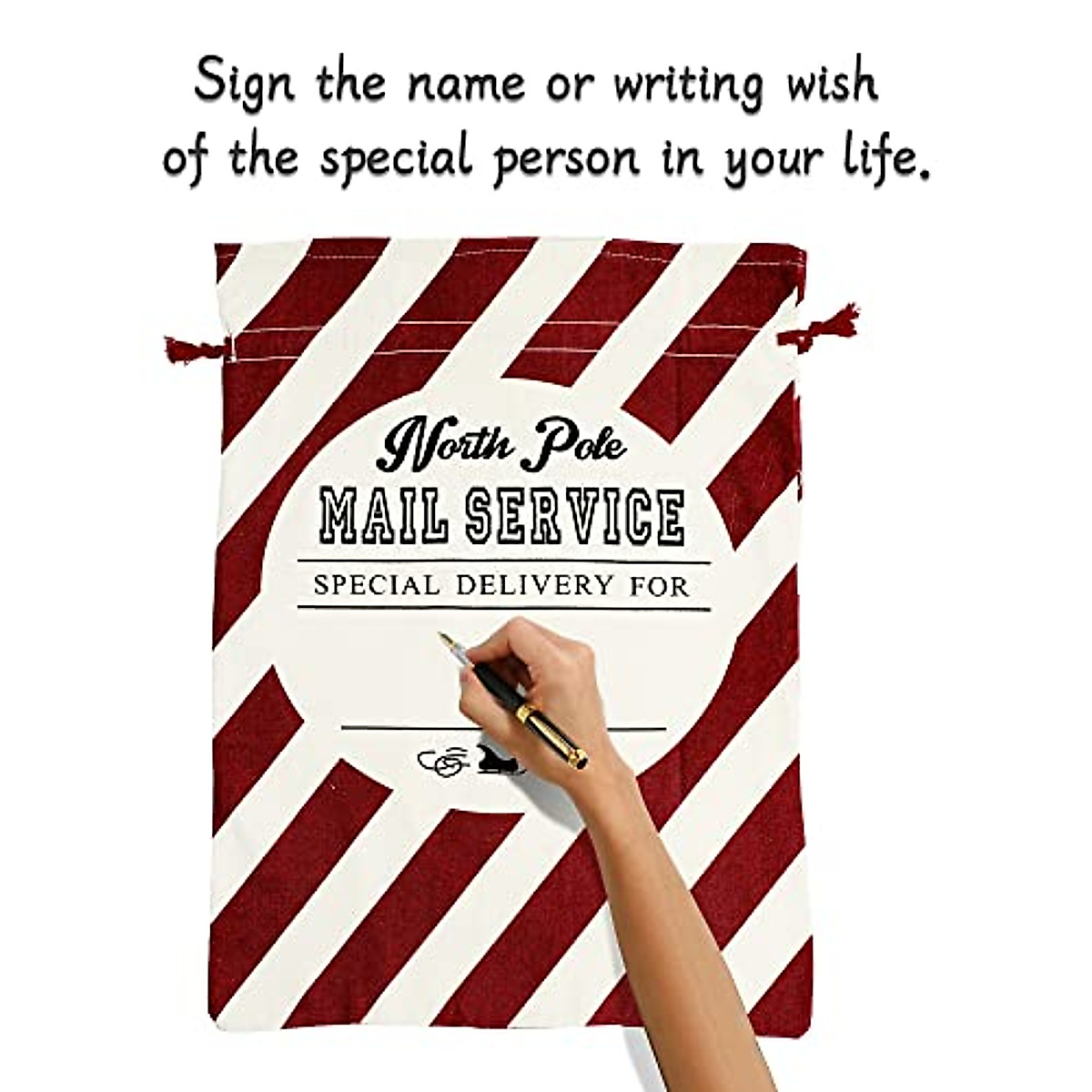 LessMo Christmas Santa Sack, Large Christmas Canvas Gift Bag with Drawstring, [Place to Write Wishes] Reusable Personalized Best Gift, for Xmas Package Storage, Christmas Party Supplies Favors