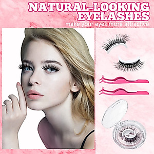 Reusable Self Adhesive Eyelashes No Glue or Eyeliner Needed Easy to Put on, Stable Non Slip Waterproof False Lashes with 2 Eyelash Tweezers Thoughtful Gift for Women Makeup, 6 Pairs (Stylish Style)