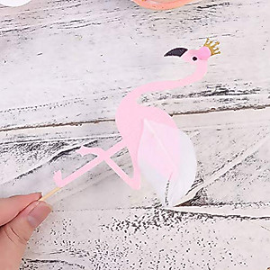 Amosfun Hawaiian Theme Cake Toppers Flamingo Cake Picks Monstera Cake Decoration Party Dessert Insert Favor (Monstera and Flamingo) for Party Cake Decortion