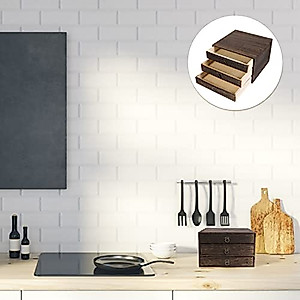 Cabilock Storage Wood Tier Accessories Office Cosmetics Drawer Shallow Kitchen Counter Sundry Cosmetic Wooden Supplies Container Holder Layer Organiser Drawers Retro Stackable Jewelery