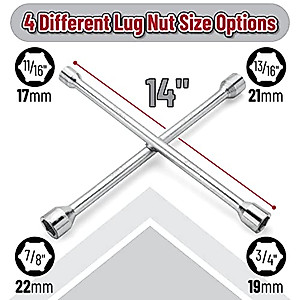 Bates Choice 14 Inch Carbon Steel 4 Way Lug Wrench
