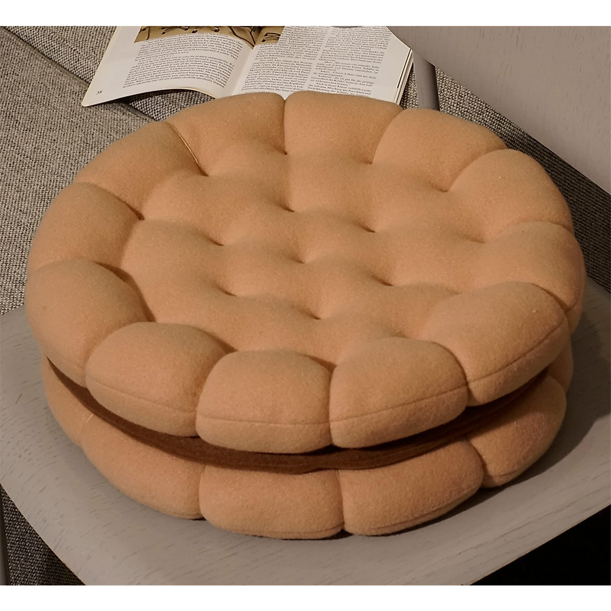 14'' Biscuit Shaped Seat Cushion Short Plush Pillow for Livingroom Decor Graduation Gift (Pink)