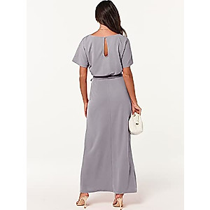 ANRABESS Women's Elegant Batwing Sleeve Tie Waist Long Dresses Formal Wedding Guest Cocktail Split Maxi Dress A951-huise-M