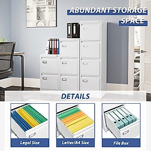 Anxxsu 4 Drawer File Cabinet, Filing Cabinets for Home Office, Metal Vertical File Storage Cabinet with Lock, Locking File Cabinet for A4 Legal/Letter, 15" W x 17.7" D x 50.1" H, Assembly Required